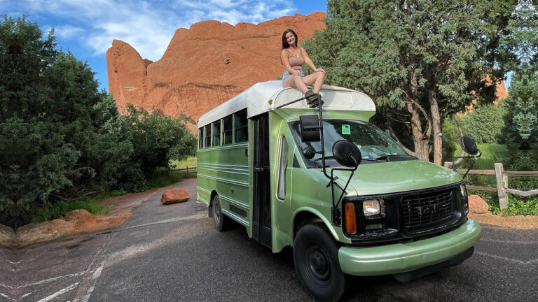 This 20-Year-Old Girl's Skoolie has Hidden Bathroom, Raised Roof