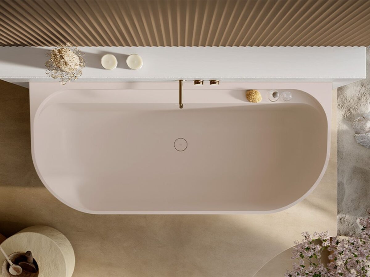 Semi-Freestanding Noon Slate Bathtub Comes in 2000 Colors