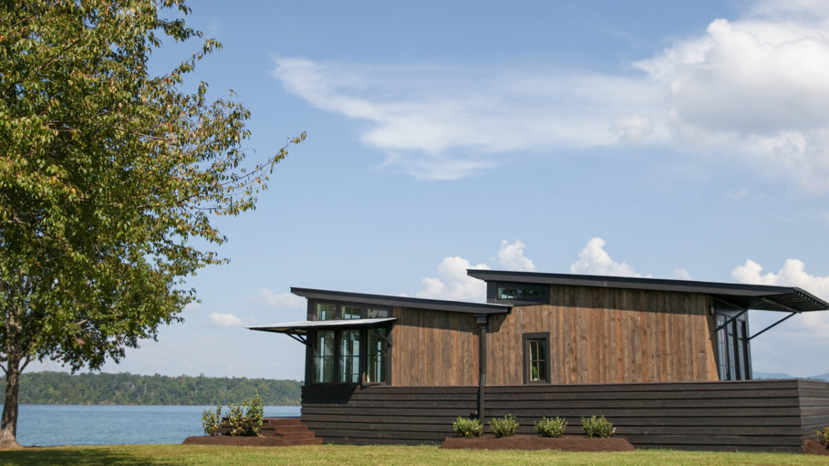 Saltbox Tiny House has Light-Filled Layout With Dual Porch