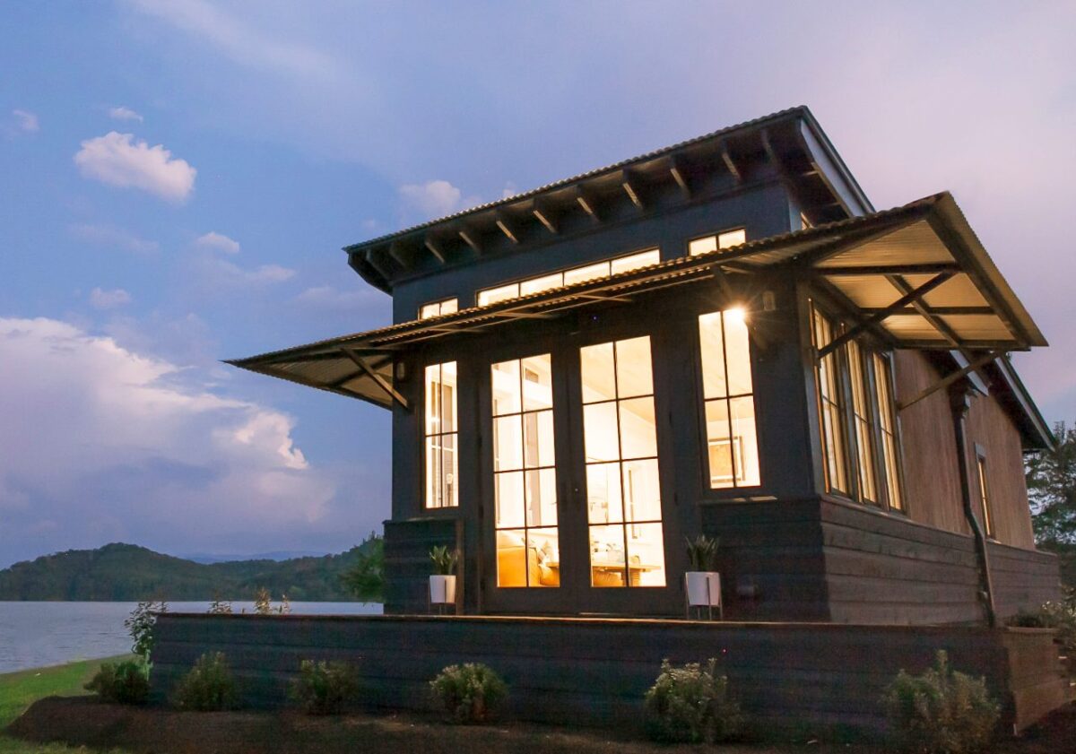 Saltbox Tiny House has Light-Filled Layout With Dual Porch