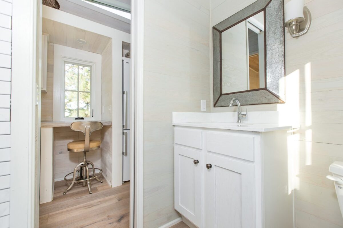 Saltbox Tiny House has Light-Filled Layout With Dual Porch