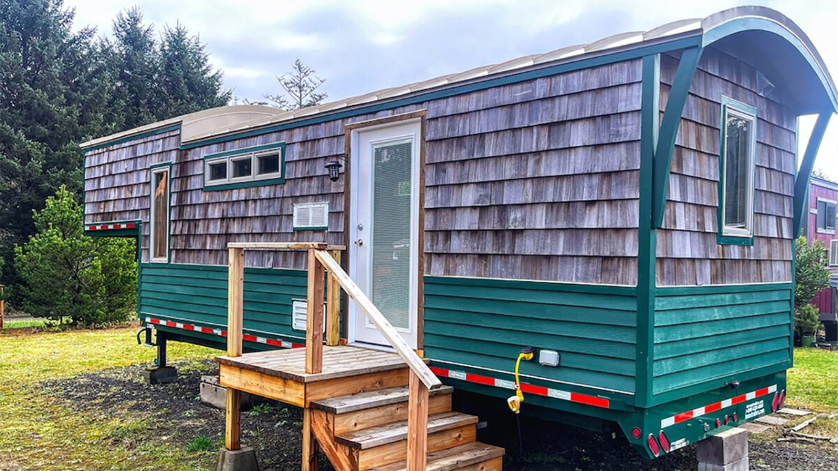 Sea Foam Tiny House With Gooseneck Bedroom is Idyllic Escape