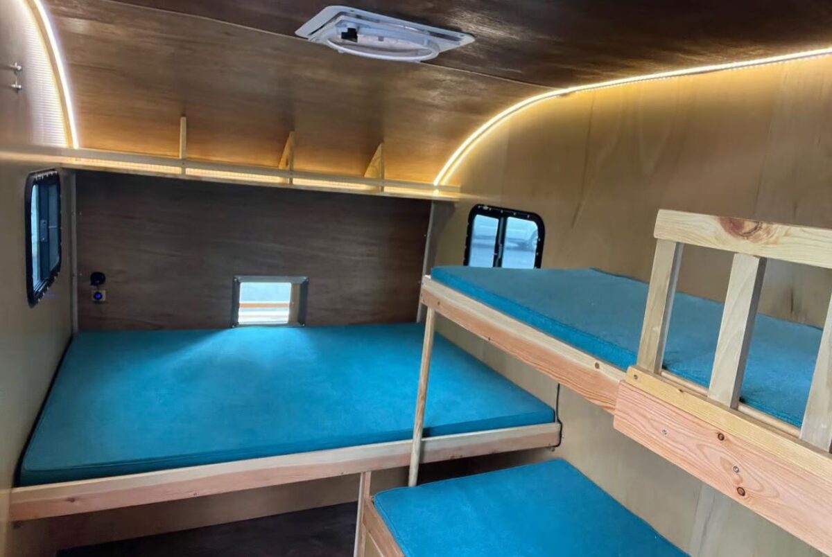 Tall Boy Teardrop Trailer With Bunk Beds That Convert Into Lounge