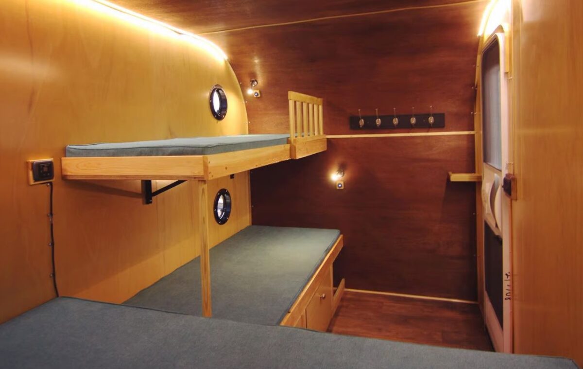 Tall Boy Teardrop Trailer With Bunk Beds That Convert Into Lounge