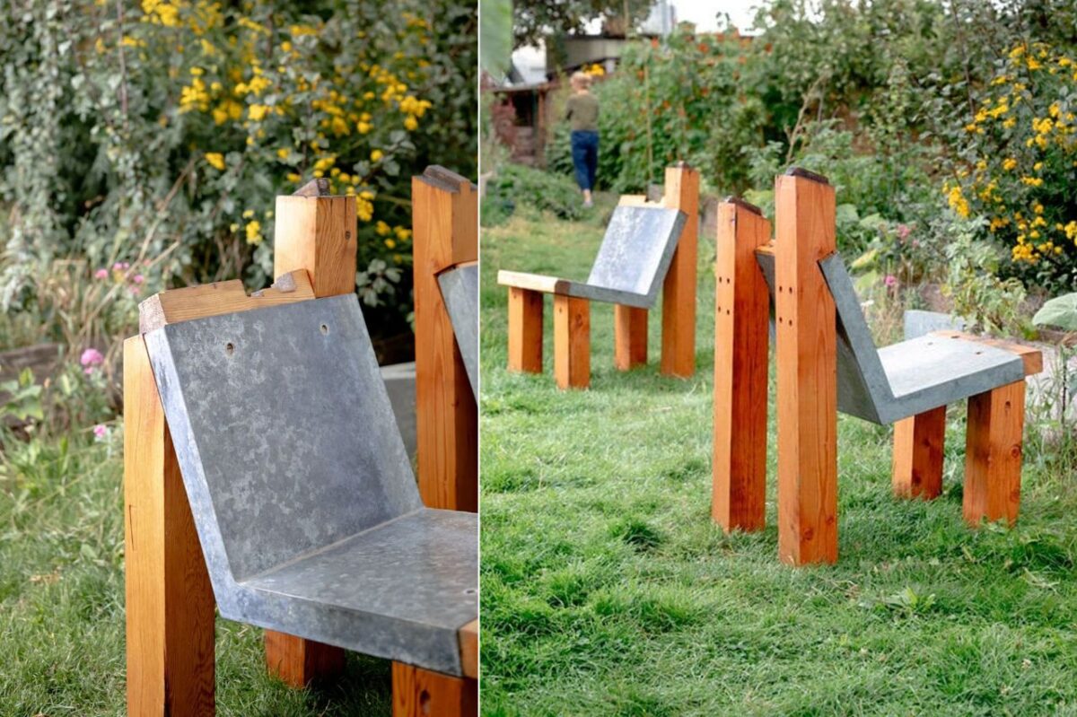 Acute and Obtuse Outdoor Furniture From Reclaimed Wood, Steel