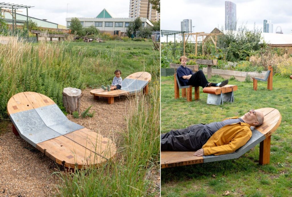 Acute and Obtuse Outdoor Furniture From Reclaimed Wood, Steel