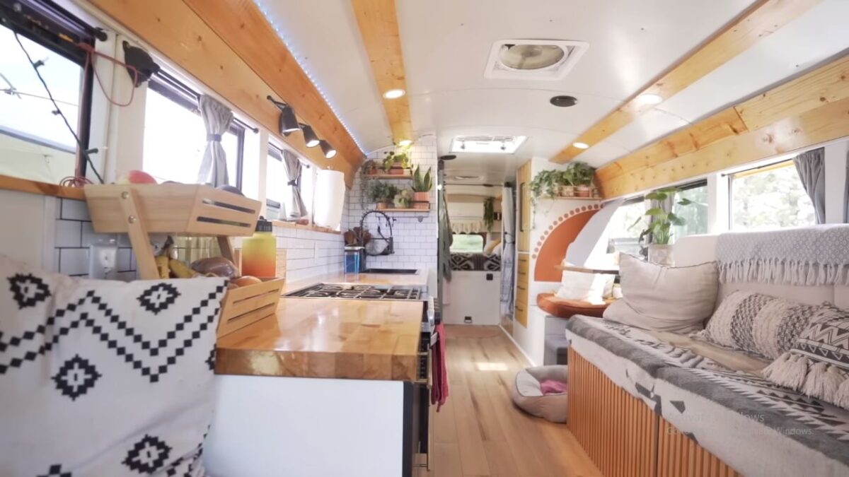Couple Converts Skoolie Into Boho-Themed Bumpin Bus Home for $26K