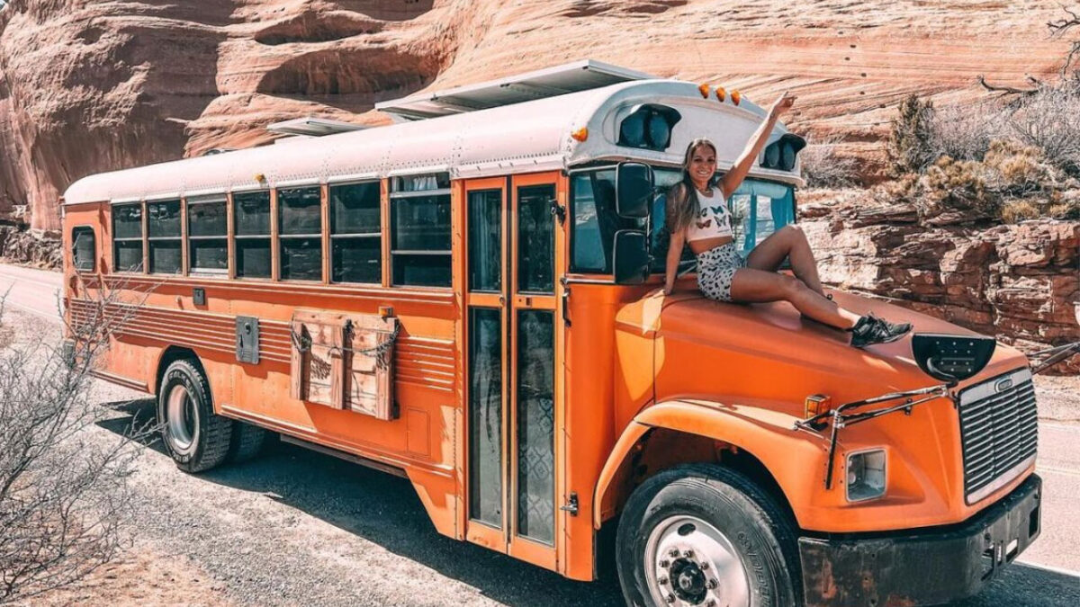 Couple Converts Skoolie Into Boho-Themed Bumpin Bus Home for $26K