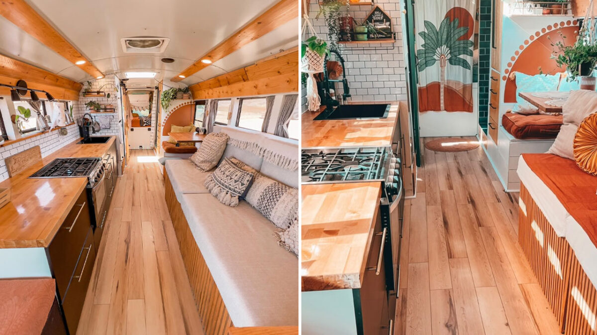 Couple Converts Skoolie Into Boho-Themed Bumpin Bus Home for $26K