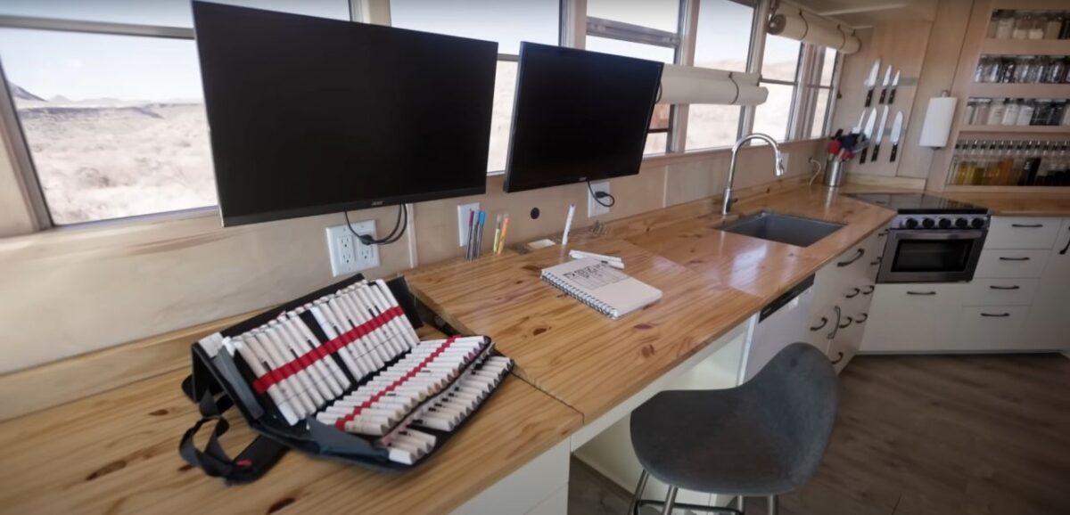 Couple DIYs Skoolie Into Home on Wheels With Myriad of Storage
