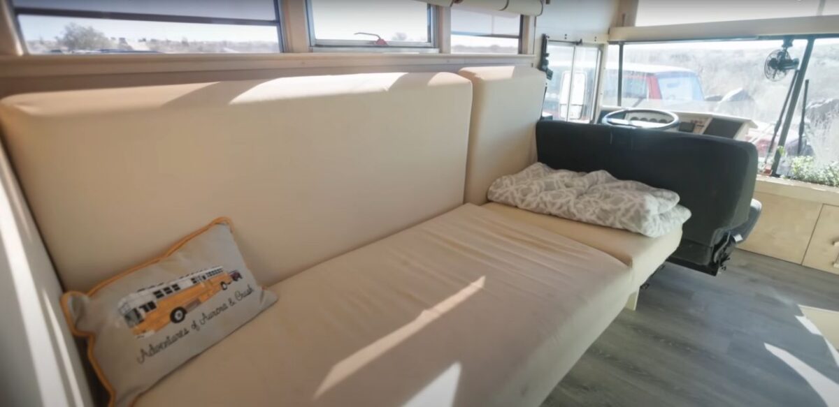 Couple DIYs Skoolie Into Home on Wheels With Myriad of Storage