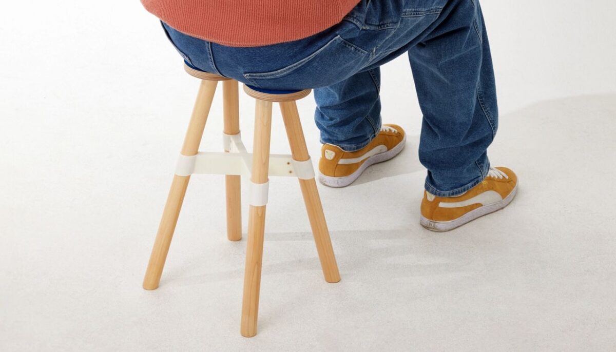 Dots Stool With Minimalistic Design Fissions Into Two Disc Seats