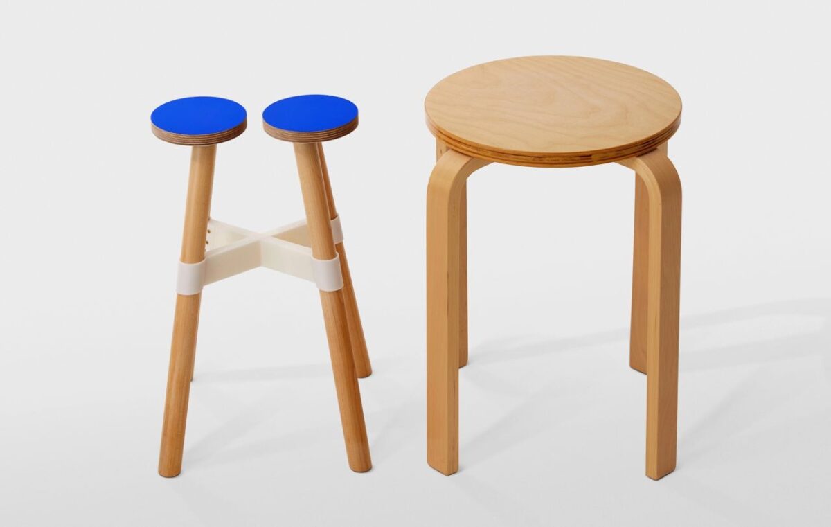 Dots Stool With Minimalistic Design Fissions Into Two Disc Seats