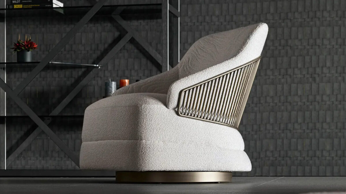 Occasional Swivel Chair has Playful Interplay of Curved Lines