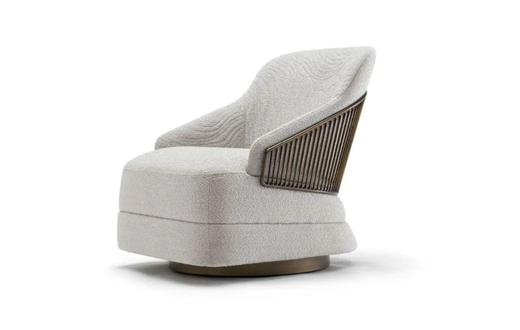 Occasional Swivel Chair has Playful Interplay of Curved Lines