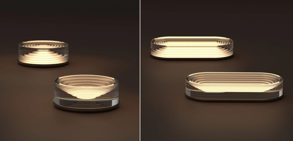 Port Light Series Uses Charm of Refraction With Reversible Spiral Forms