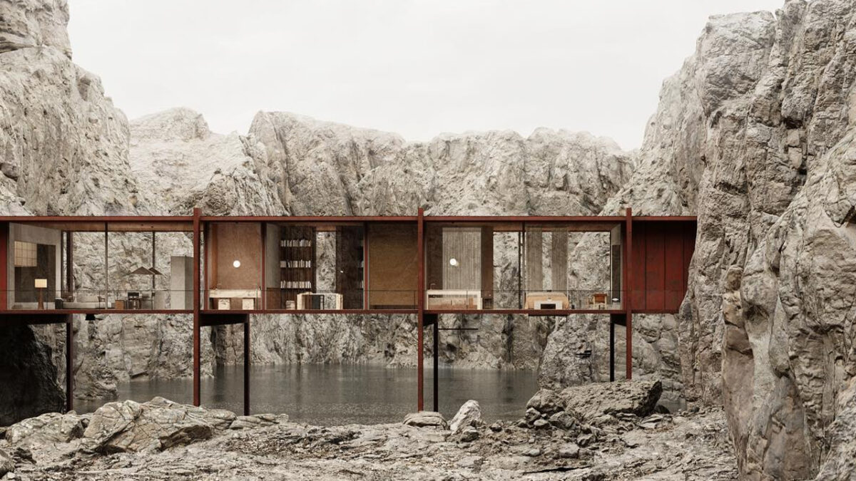 Rustic Stilted Glass House Uses Cargo Containers to Bridge Mountains