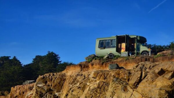 Couple Custom-Builds Treehouse Bus as Full-Time Home