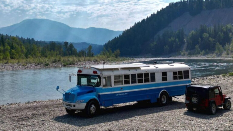 This 40ft School Bus is Permanent Off-Grid Home to a Couple