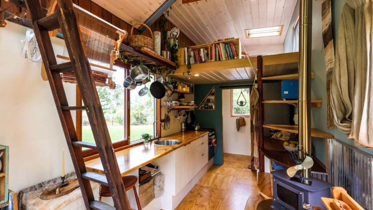 This DIY Tiny House With Plenty of Storage is Home to a Weaver