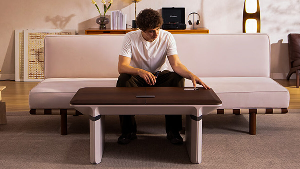 Opula Coffee Table Splits Open to Reveal Hidden PC