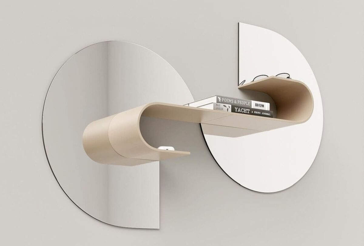 Wave Mirror Blends Smoothly With Shelving
