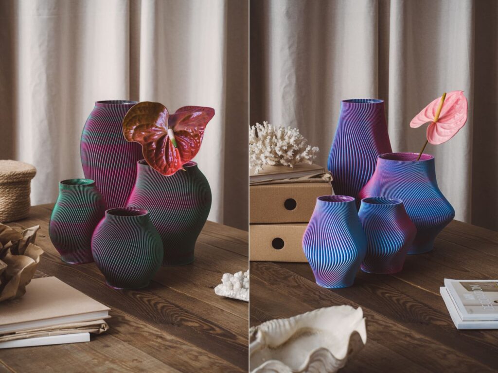 Iridescent 3D-Printed Blend Vase Collection Offer a Visual Treat