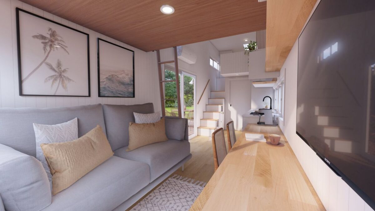 Dual-Loft Castaway Tiny House Sleeps Four People in 26ft Facade