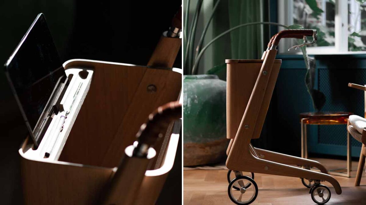 Sindig Wooden Walker for Elderly Doubles as Tabletop and Cabinet