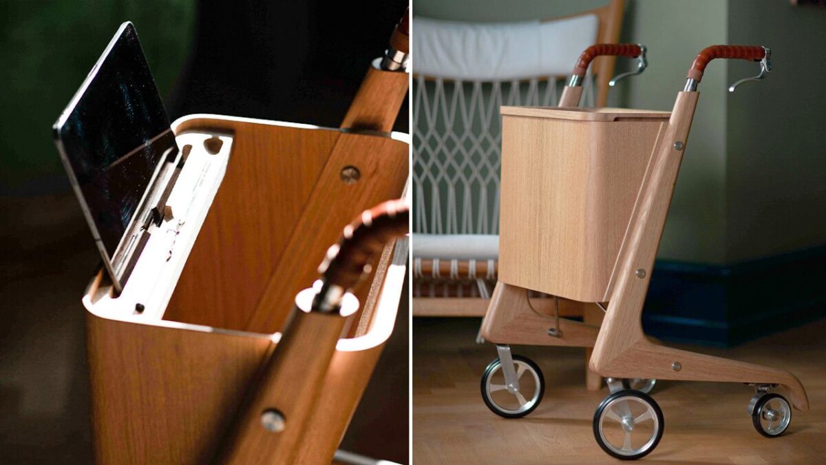 Sindig Wooden Walker for Elderly Doubles as Tabletop and Cabinet