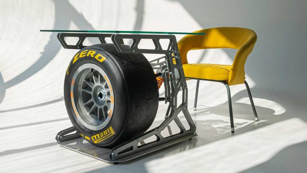 Formula One Car Wheel Turned into a Coffee Table