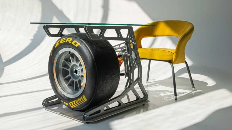 Formula One Car Wheel Turned into a Coffee Table