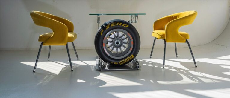 Formula One Car Wheel Turned into a Coffee Table