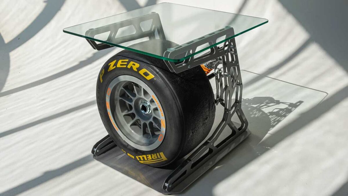 Formula One Car Wheel Turned into a Coffee Table