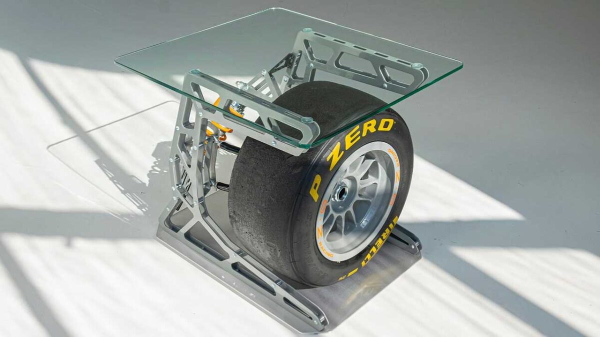 Formula One Car Wheel Turned into a Coffee Table