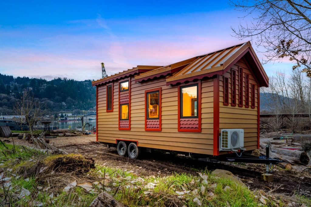 Fairytale Caravan Tiny House has Ombre Exterior, Rustic Interior