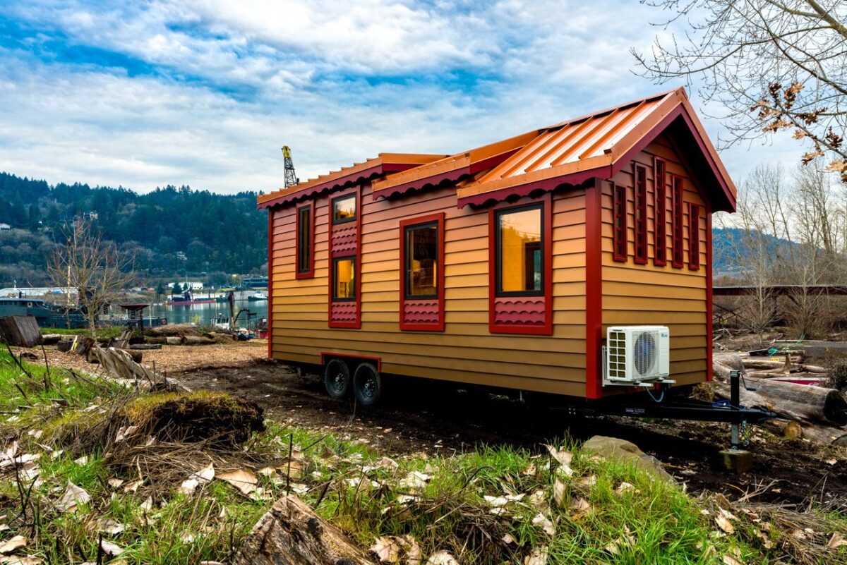 Fairytale Caravan Tiny House has Ombre Exterior, Rustic Interior