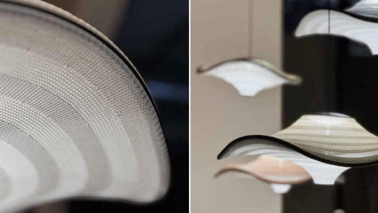 Flying Lamp is Made From 3D Knit Fabric Into Wavy Contours