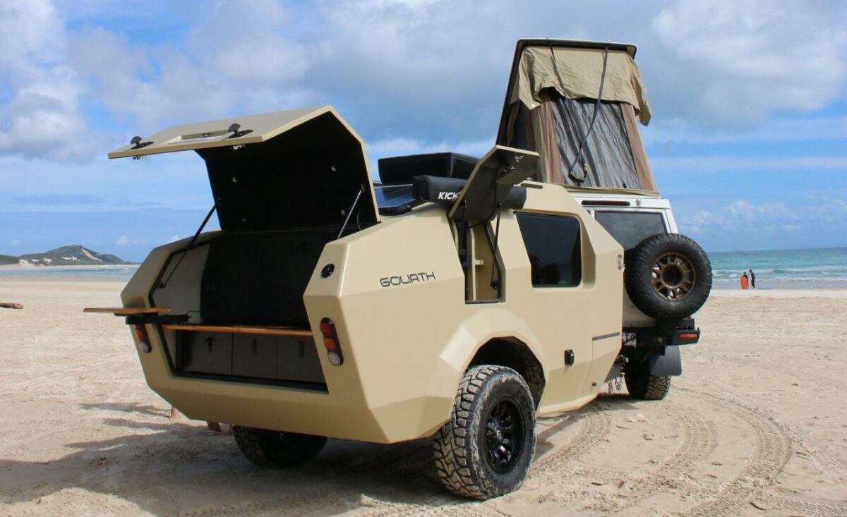 G-47 Camper Trailer has Rainfall Shower and Hatchback Kitchen