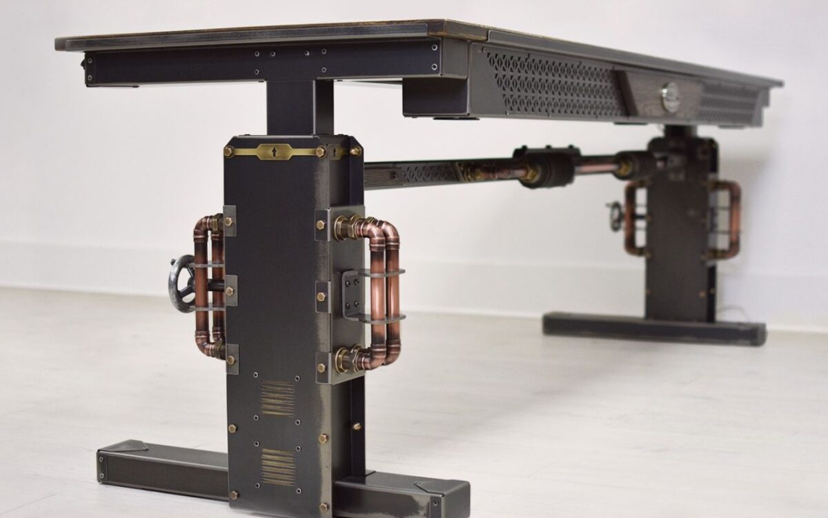 Height Adjustable Steampunk Desk is Unique Furniture Piece