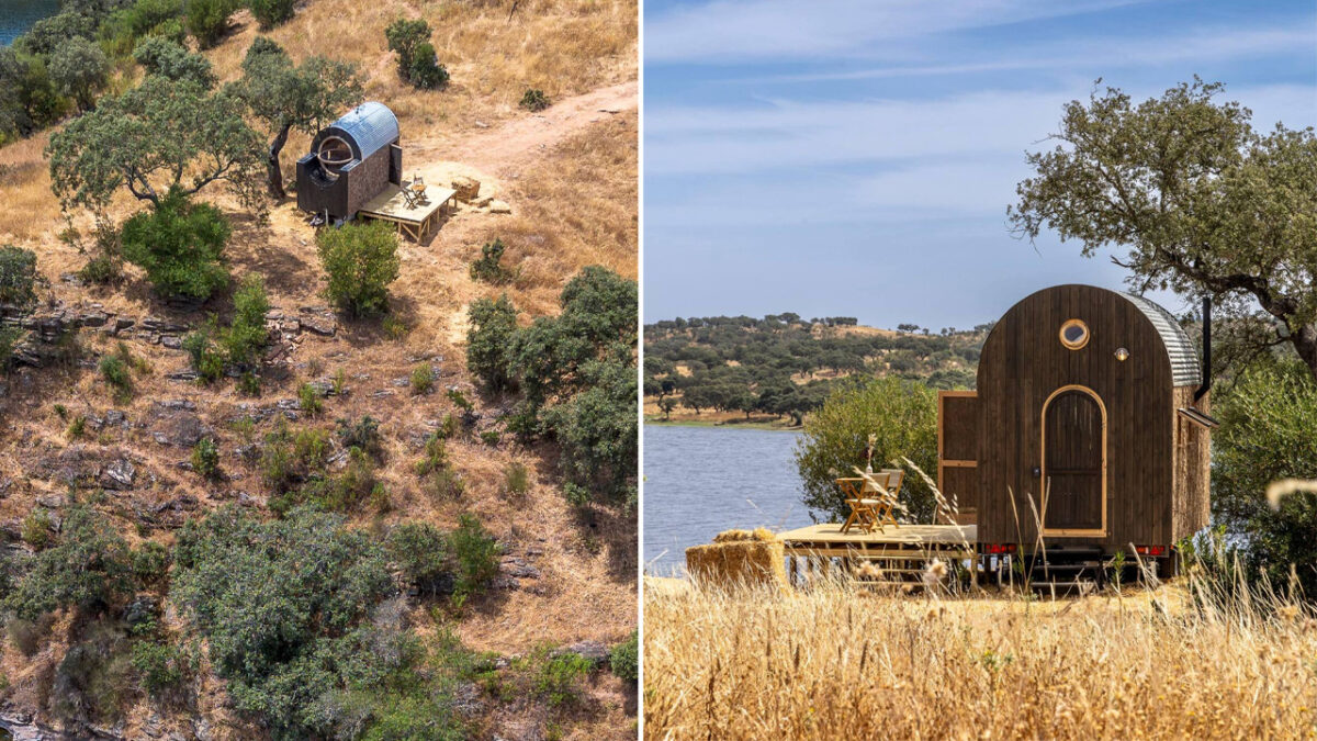 Tiny House has Round Pivot Window to Escape Onto Odd Balcony