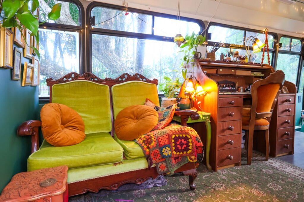 Artist Turns Mercedes Bus Into Enchanting Home on Wheels