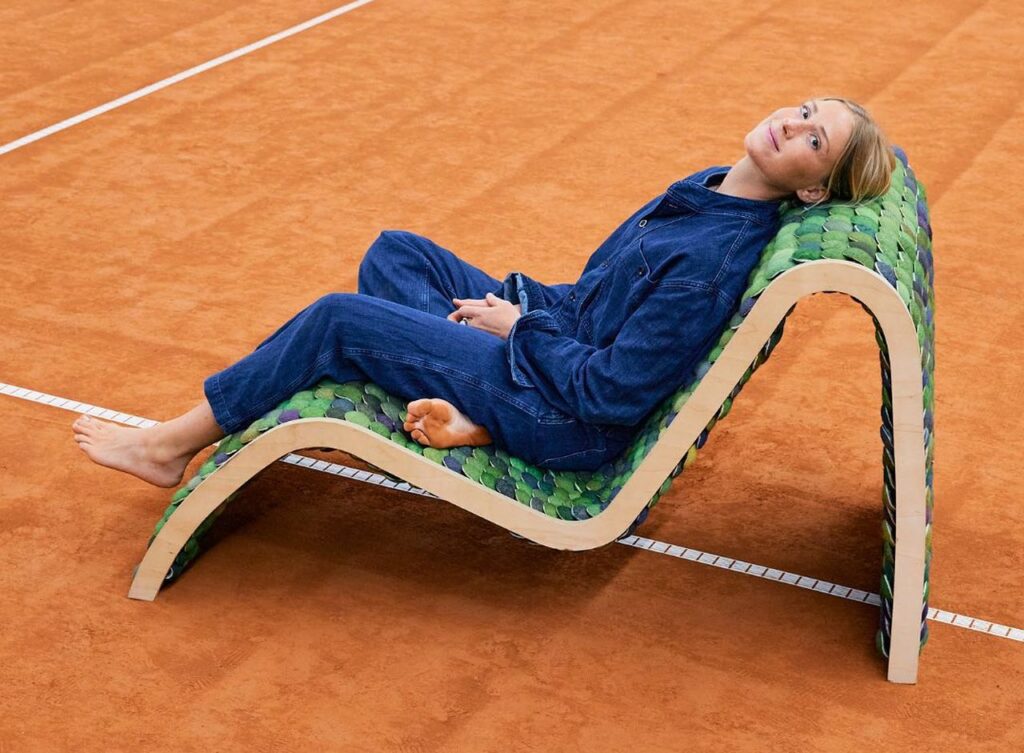 Bounce Chair is Made of 515 Upcycled Tennis Balls and no Glue