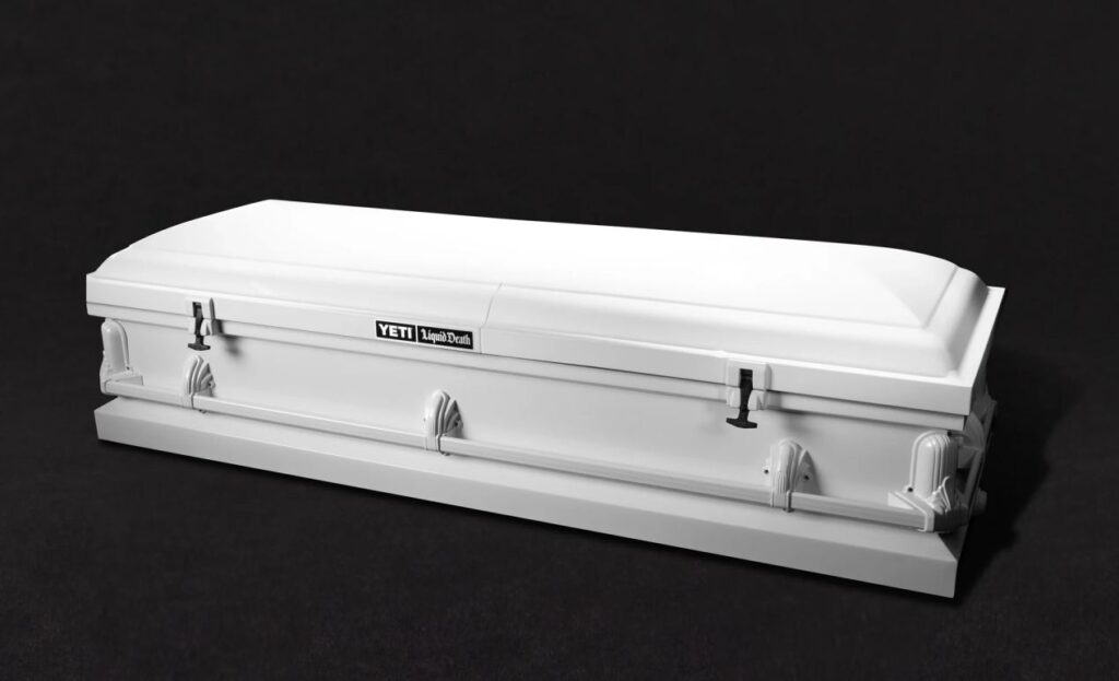 Yeti x Liquid Death Casket Cooler is not for Bodies but Cans