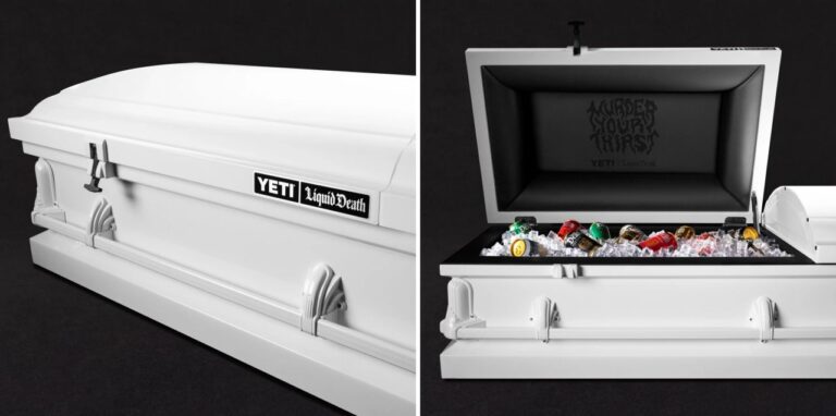 Yeti x Liquid Death Casket Cooler is not for Bodies but Cans