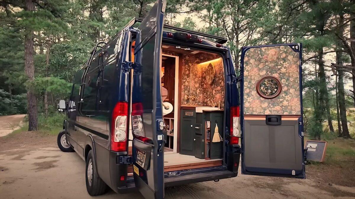 Hobbit Camper Van has Murphy bed and Medieval Shower