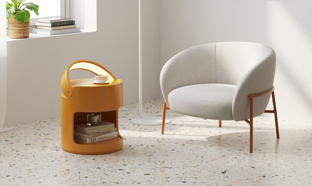 Pac Man Side Table has Light and Storage in Multifunctional Design