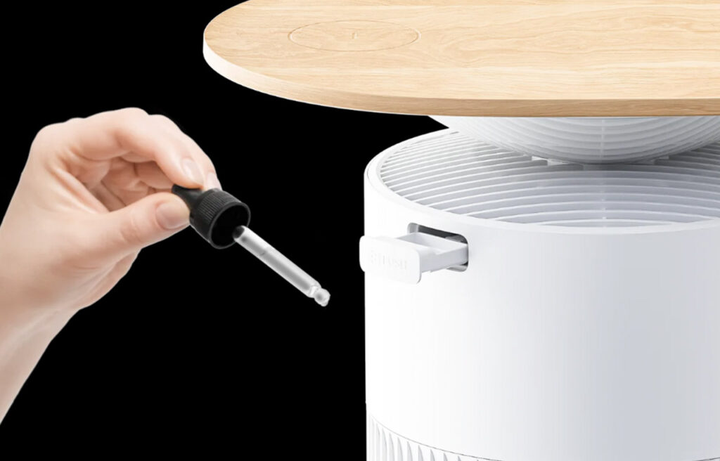 SwitchBot Air Purifier Table Wirelessly Charges Gadget