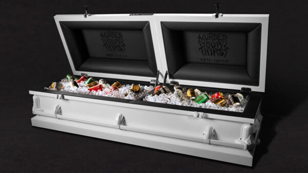 Yeti x Liquid Death Casket Cooler is not for Bodies but Cans