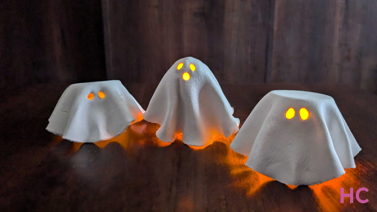 DIY Ghost Tealight Clay Candleholders for Halloween Decoration